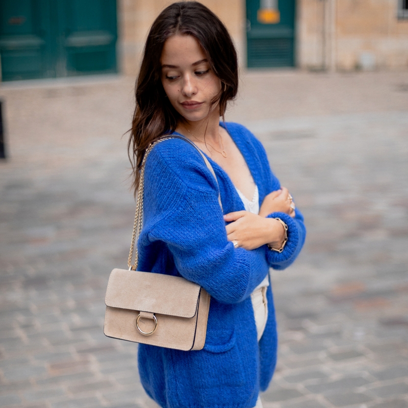 Gilet ouvert en mohair, bleu pétant - Perrine & Antoinette