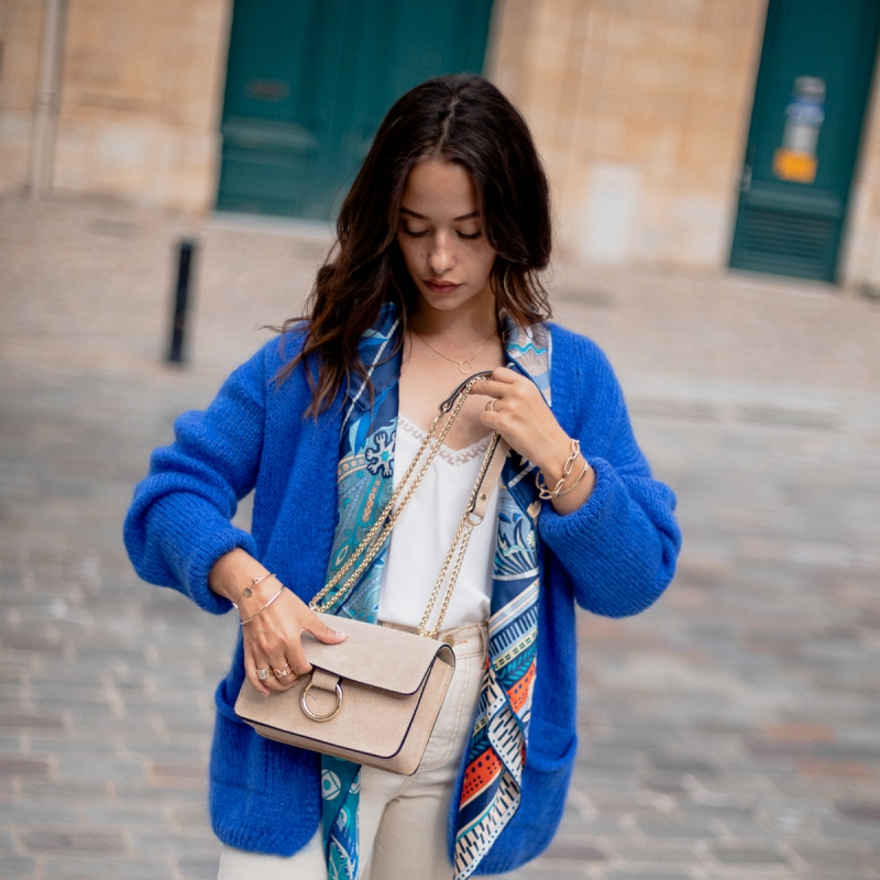 Gilet ouvert en mohair, bleu pétant - Perrine & Antoinette