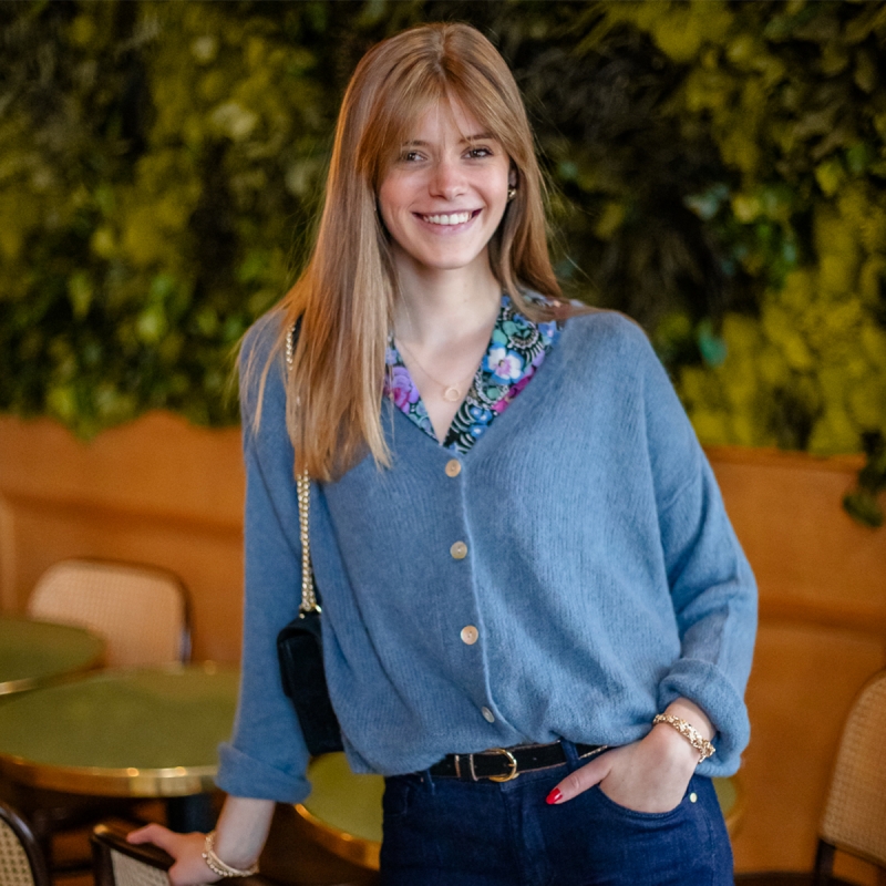 Gilet boutons nacre Gaspard en alpaga, bleu - Perrine & Antoinette