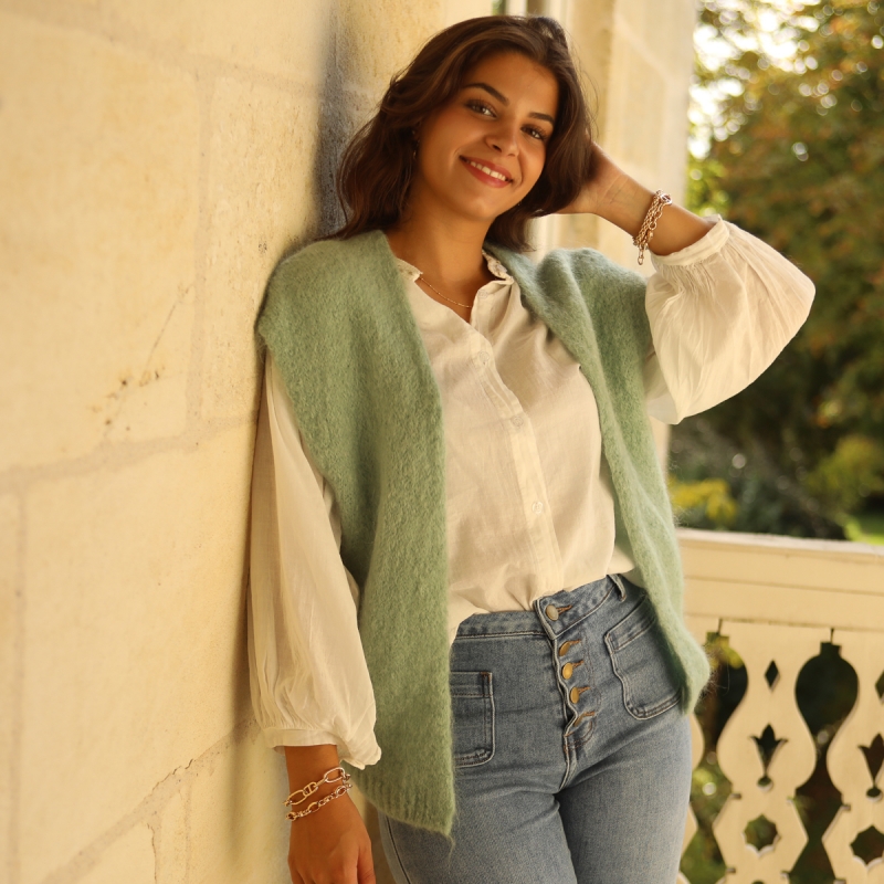 Gilet sans manches, vert d'eau - Perrine & Antoinette