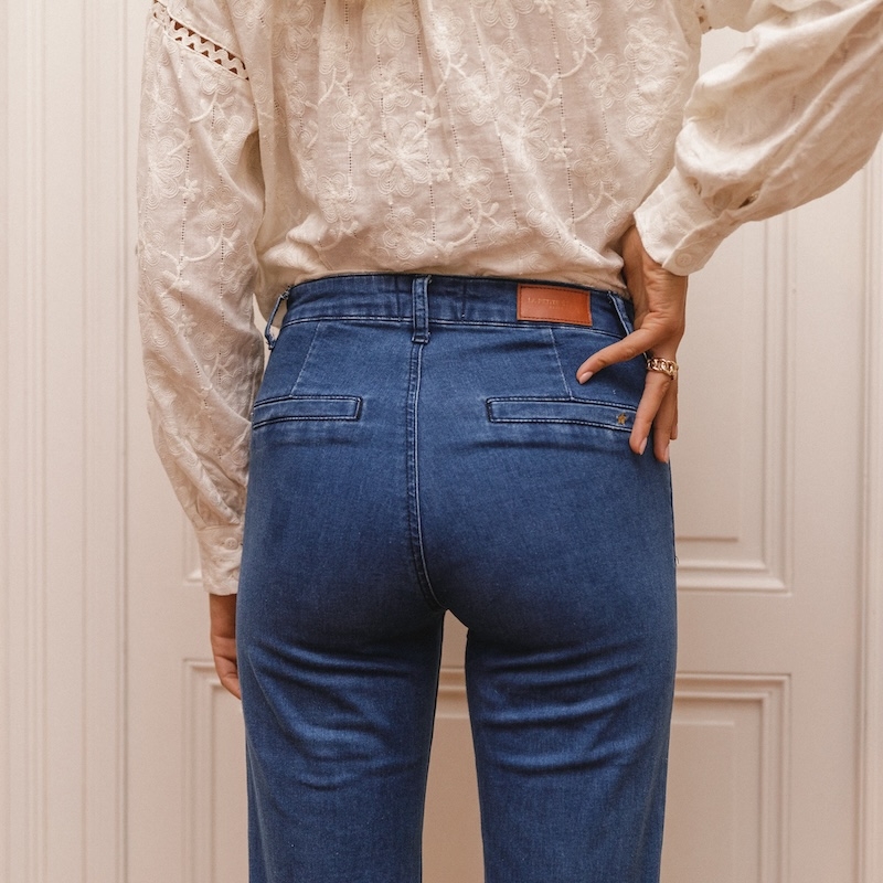 Jean bleu foncé flare taille haute - Perrine & Antoinette