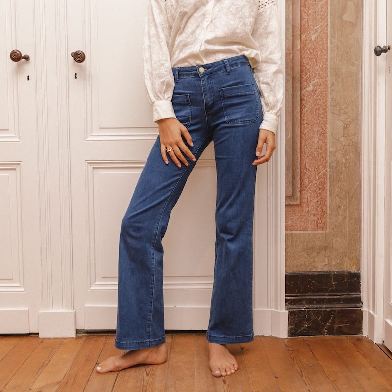 Jean bleu foncé flare taille haute - Perrine & Antoinette