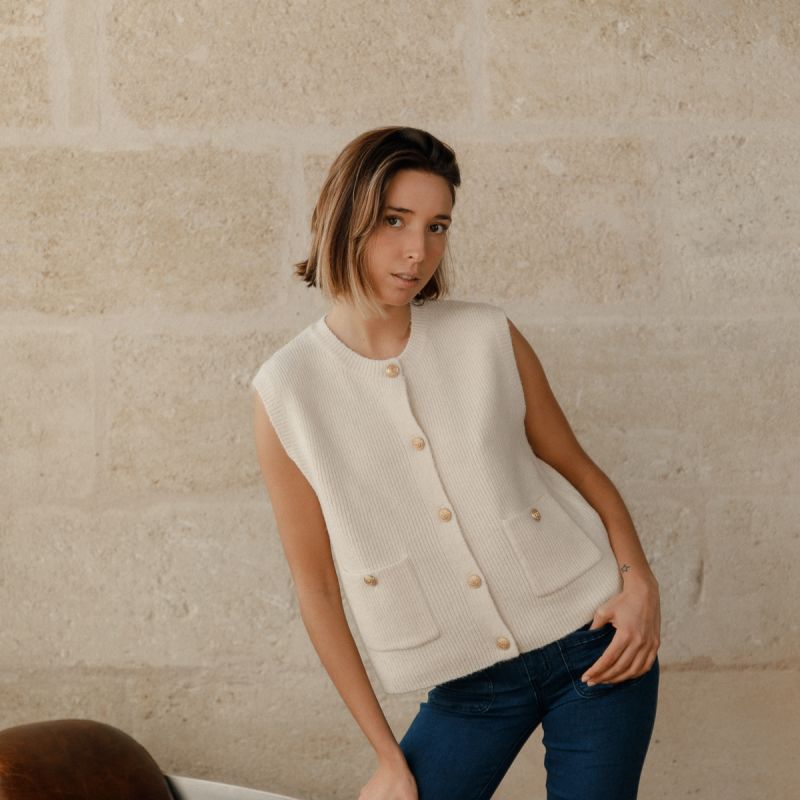 Gilet sans manches, écru - Perrine & Antoinette