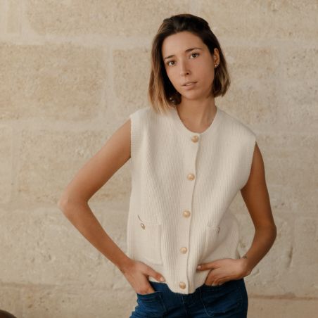 Gilet sans manches, écru - Perrine & Antoinette