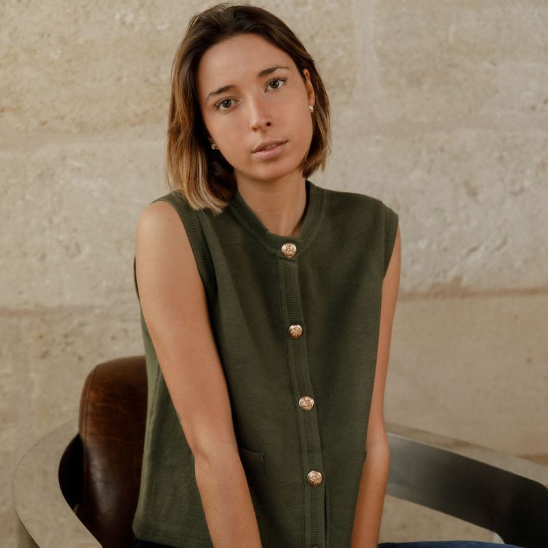 Gilet sans manches, kaki - Perrine & Antoinette
