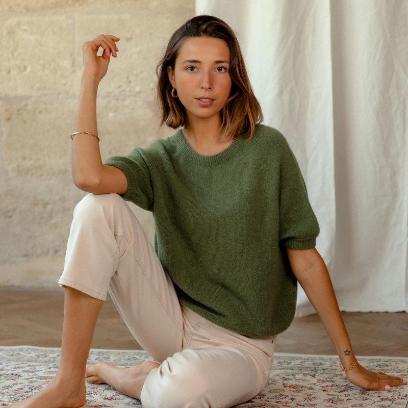 Pull en alpaga, kaki - Perrine & Antoinette