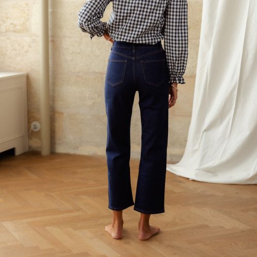 Jeans droit taille haute, bleu brut foncé - Perrine & Antoinette