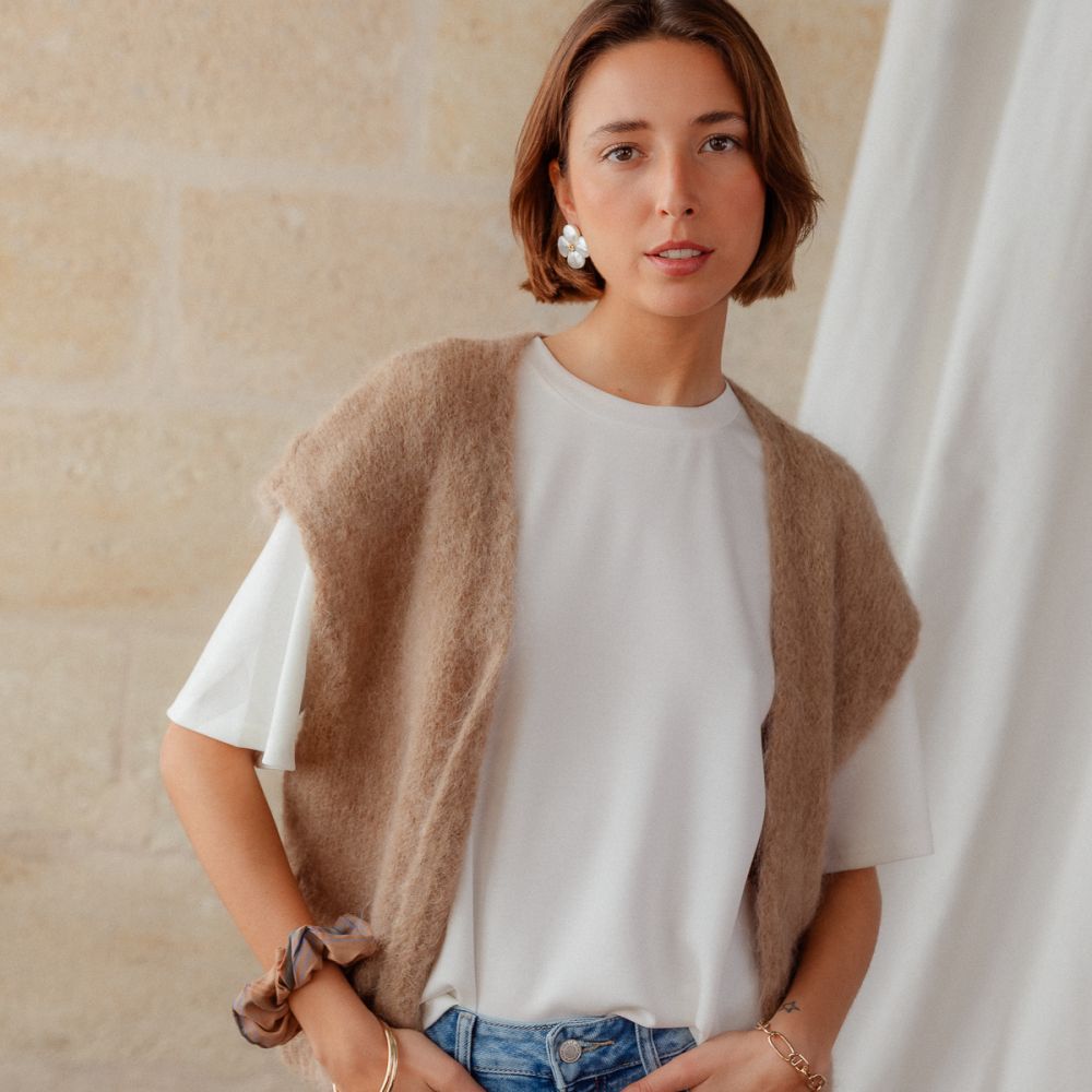 Gilet sans manches, beige sable - Perrine & Antoinette
